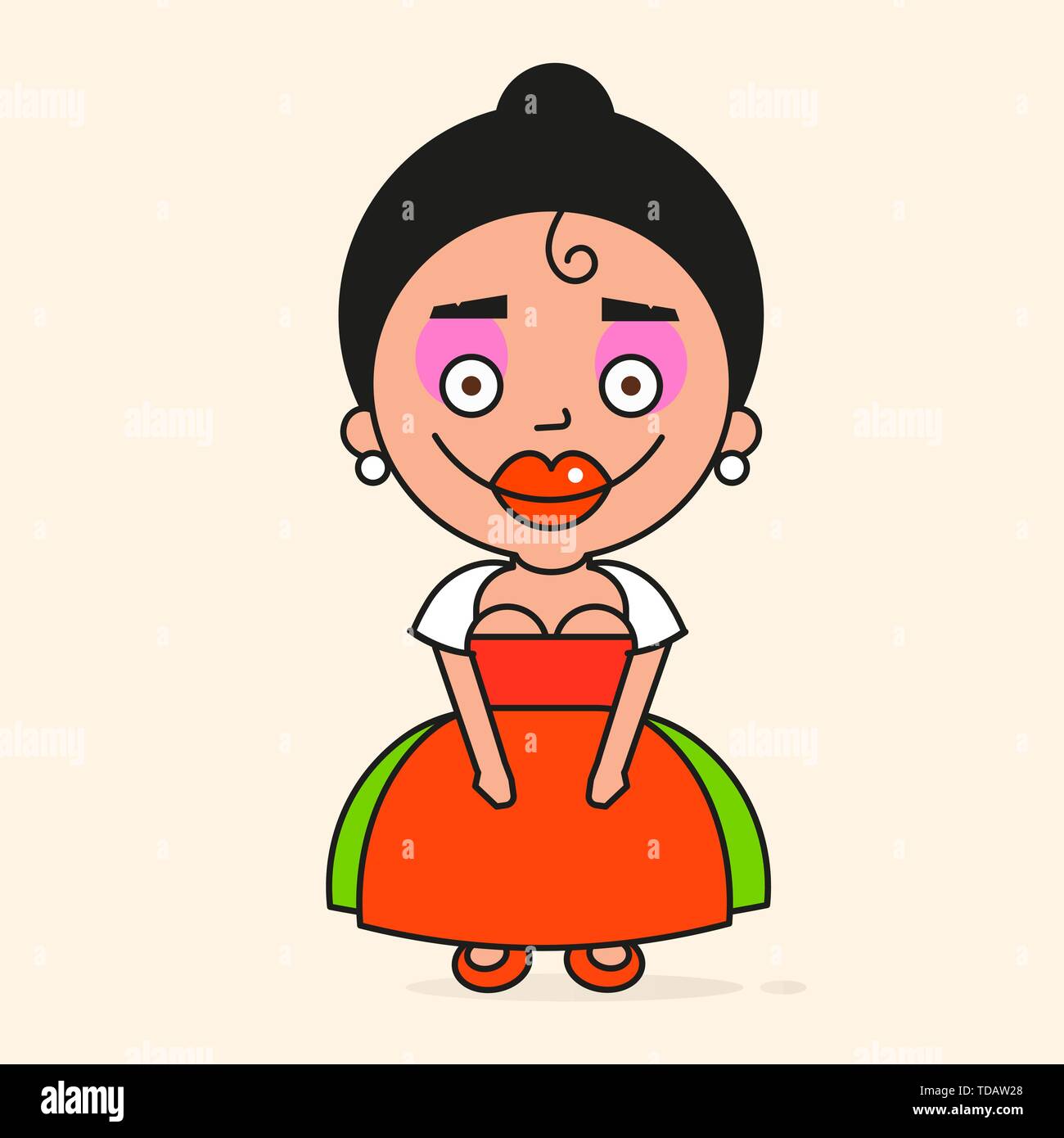 Mexican Cartoon Woman, Ready For Your Design, Greeting Card, Banner ...