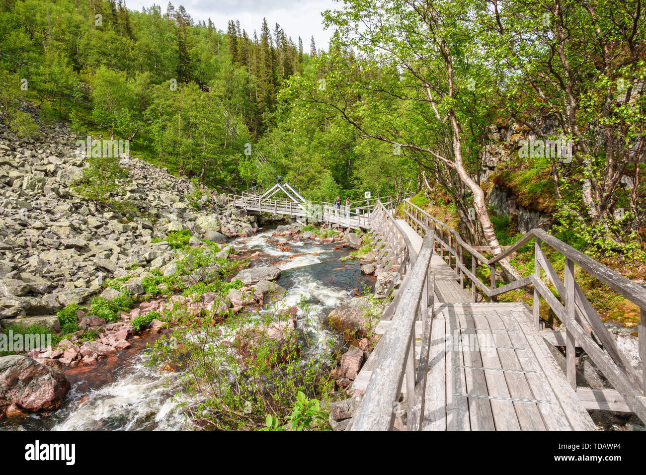 Hiking trail along a stream in a canyon Stock Photo - Alamy