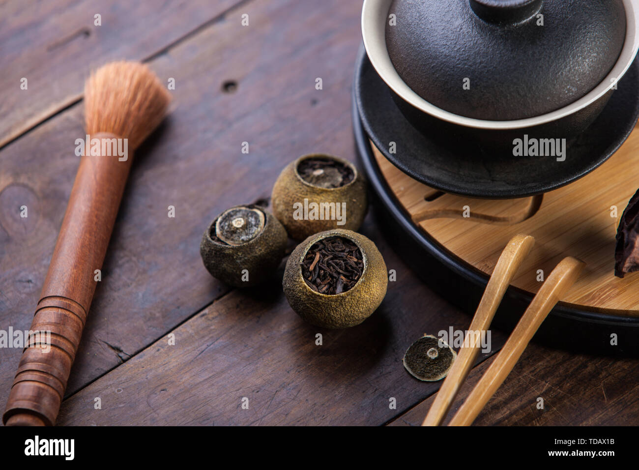 Little green tangerine tea Stock Photo - Alamy