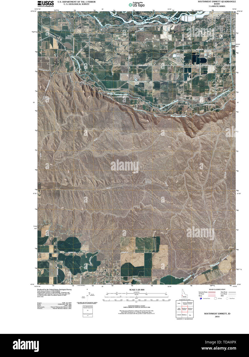 USGS TOPO Map Idaho ID Southwest Emmett 20101213 TM Restoration Stock ...