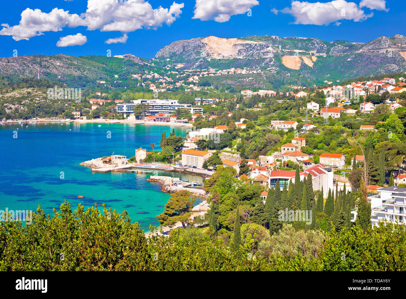 Adriatic coast view in Srebreno and Mlini bay, Dubrovnik archipelago in ...
