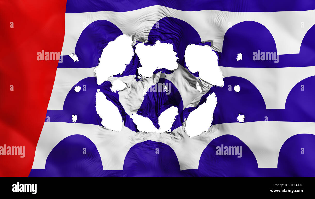 Holes in Des Moines capital city flag Stock Photo - Alamy