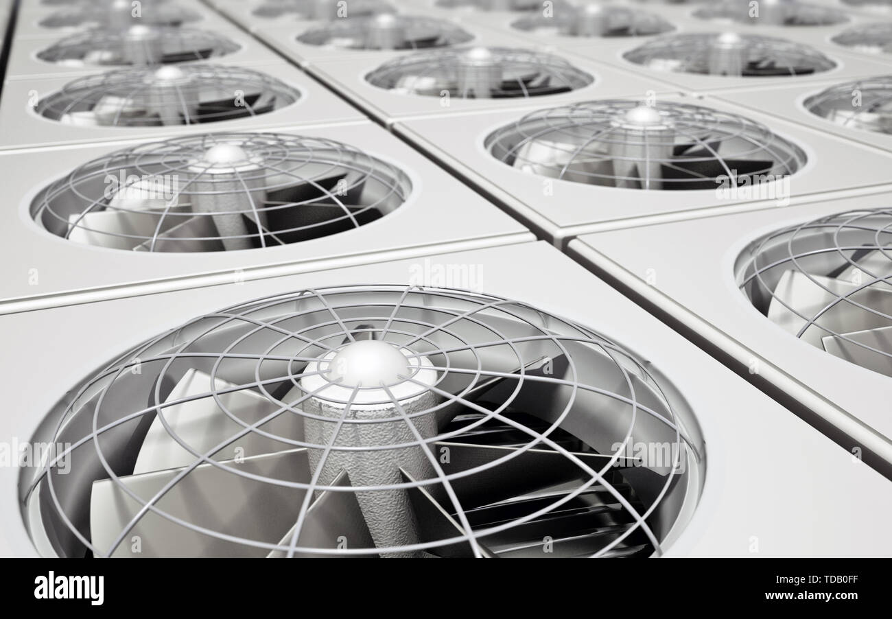Group of air conditioner units. 3D illustration Stock Photo - Alamy