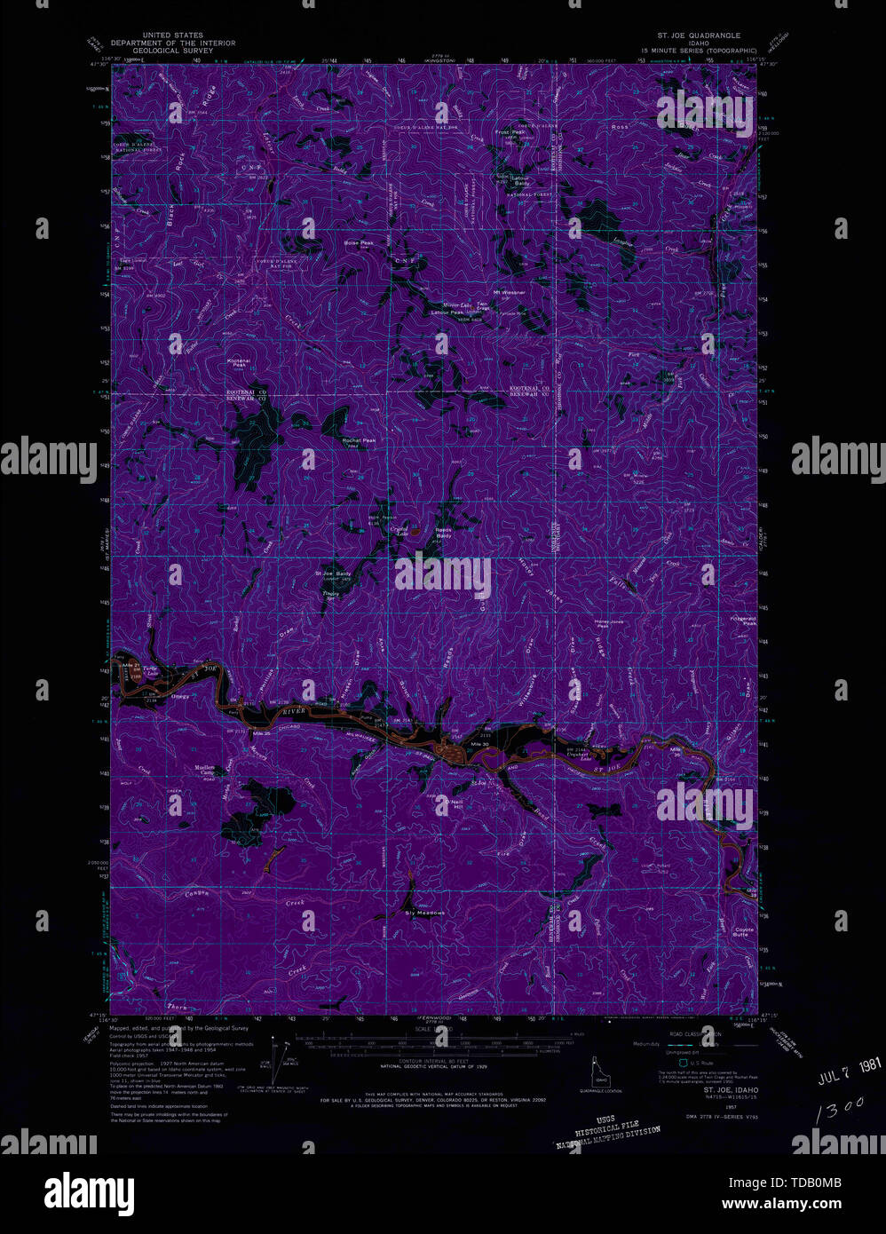USGS TOPO Map Idaho ID St Joe 239295 1957 62500 Inverted Restoration ...
