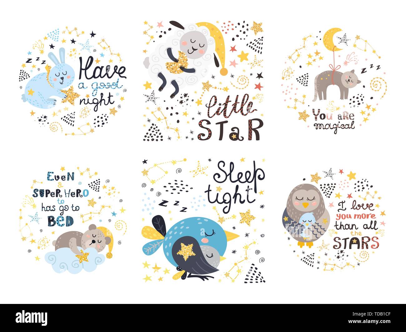 Set of cute posters for babies. Vector illustration for your design ...
