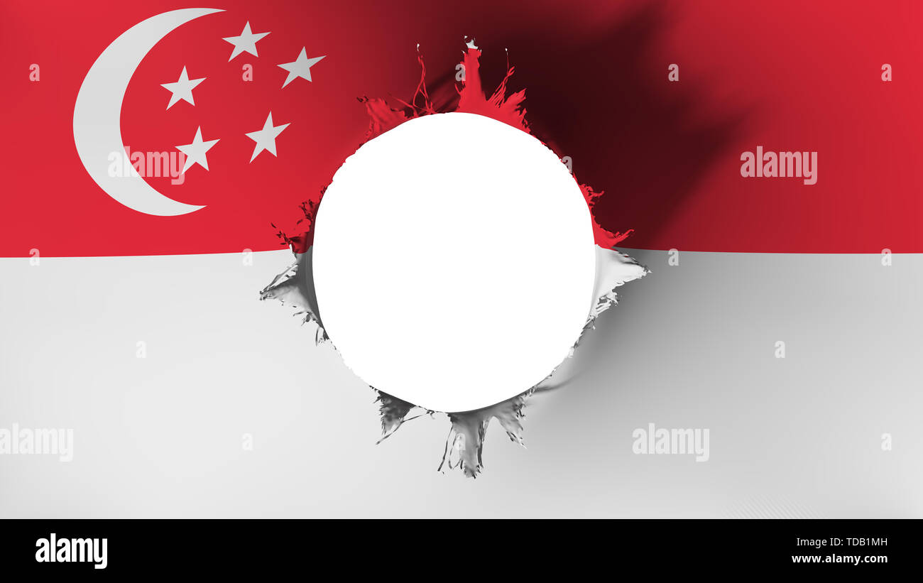 Singapore city flag ripped apart Stock Photo - Alamy