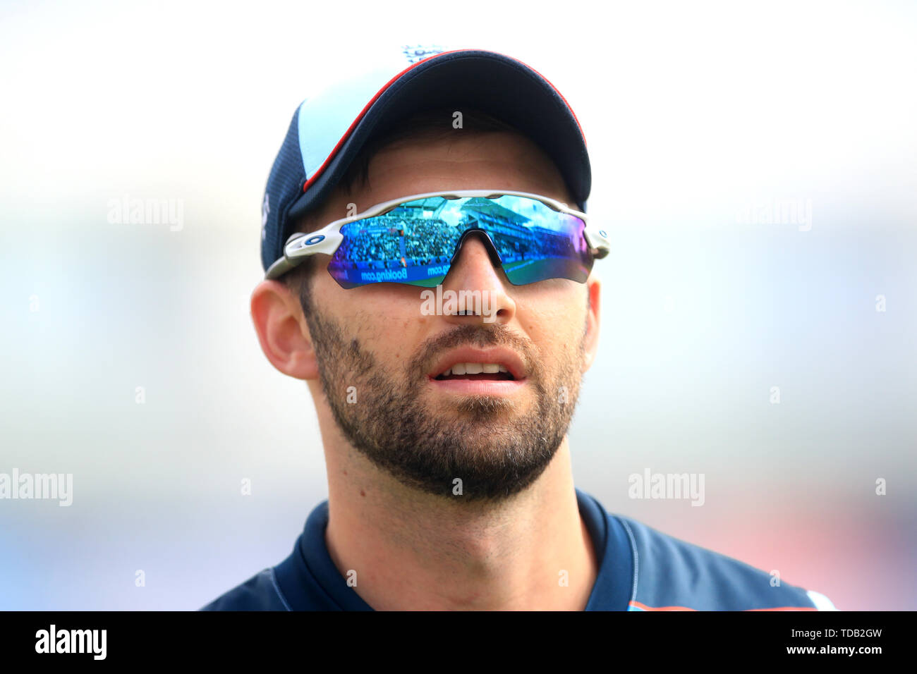 England's Mark Wood during the ICC Cricket World Cup group stage match ...