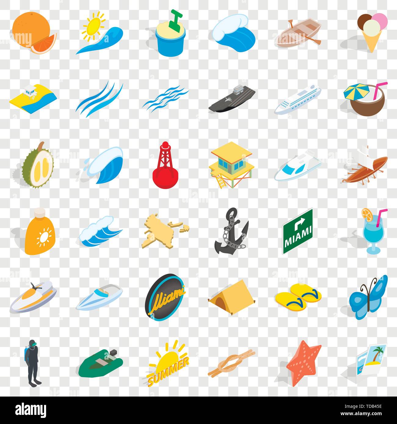 Beach icons set, isometric style Stock Vector Image & Art - Alamy