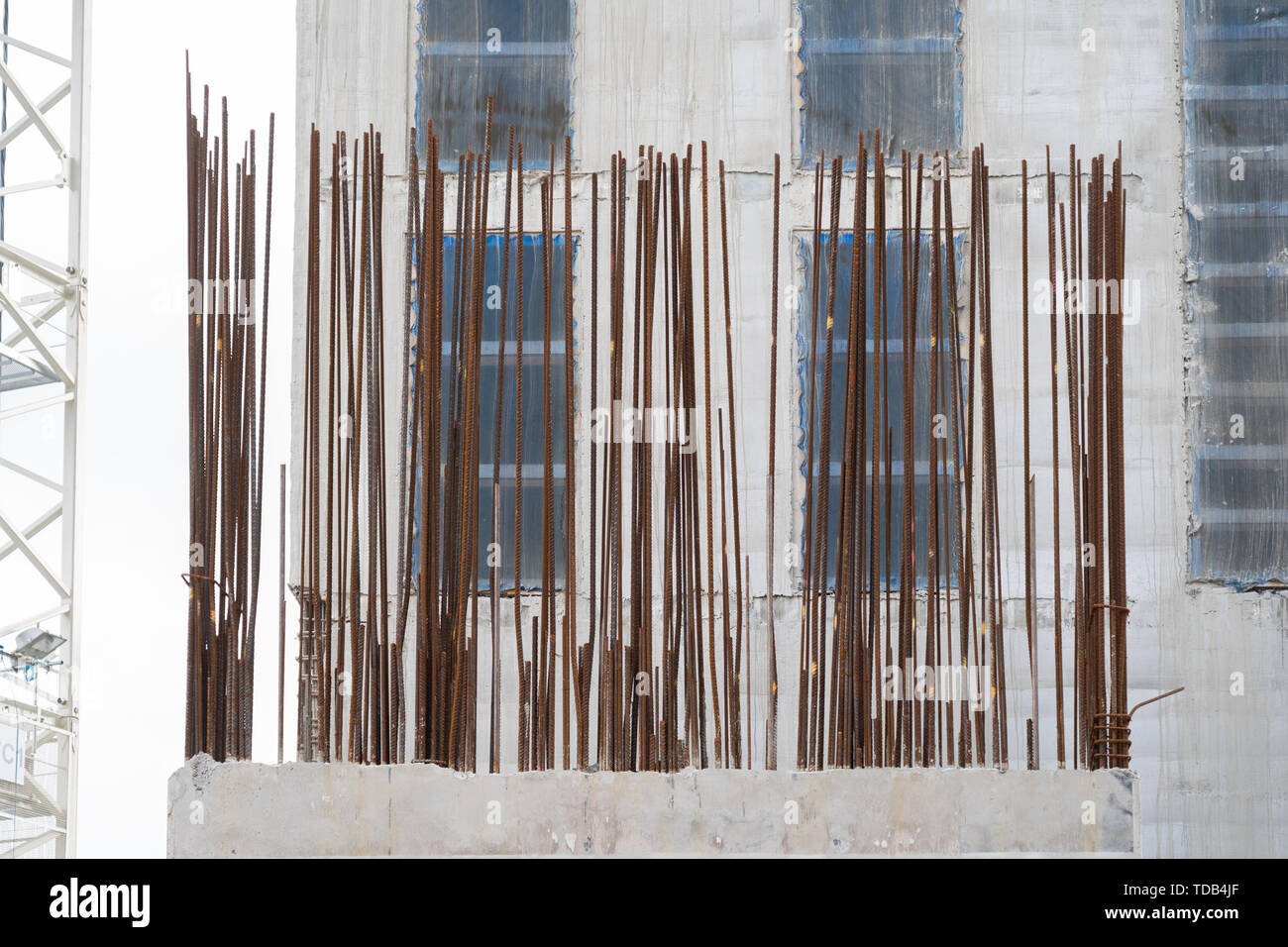 Metal frames ready for concrete construction at the Battersea Power ...