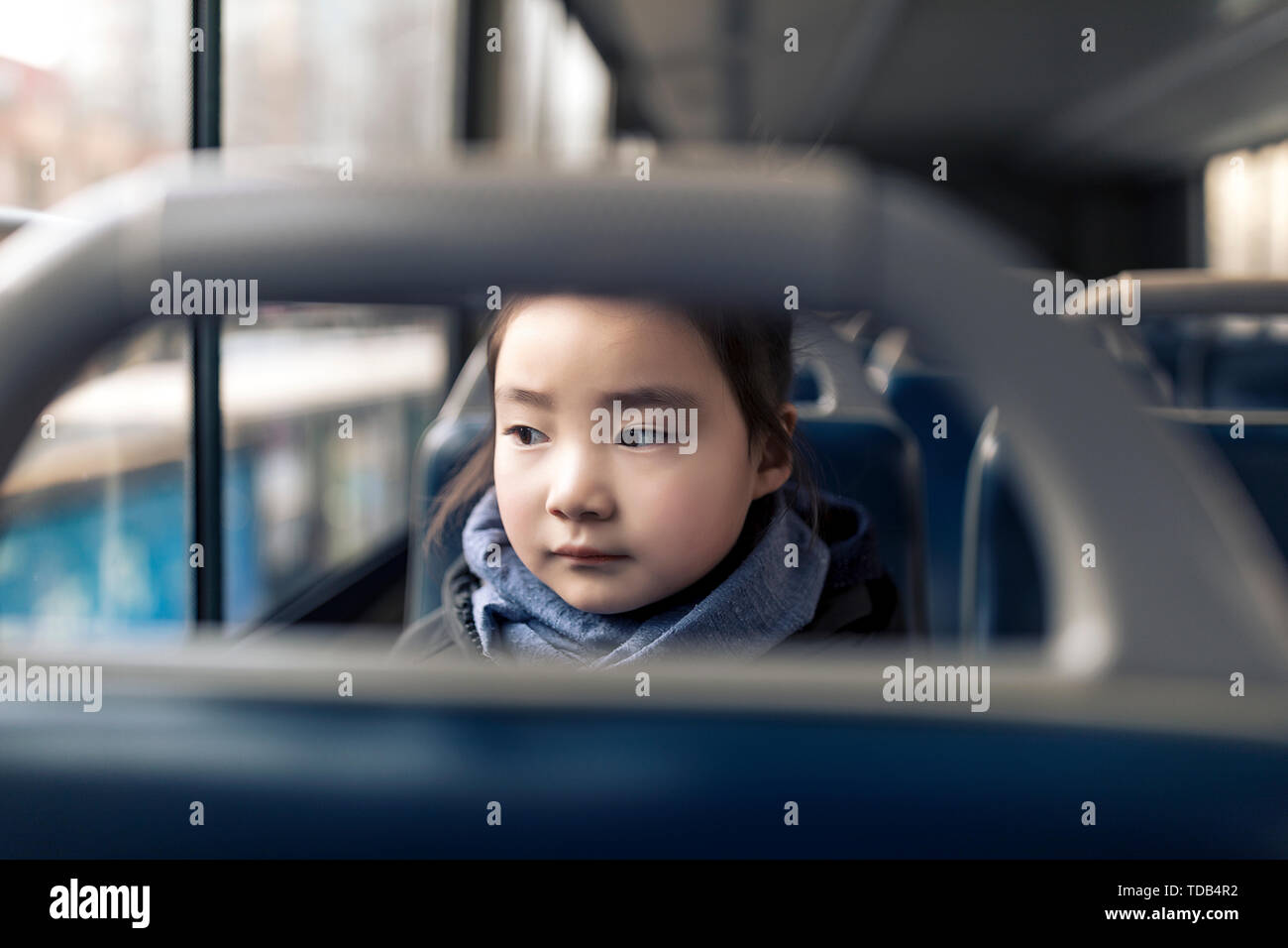 Adorable little Asian girl on the bus Stock Photo - Alamy