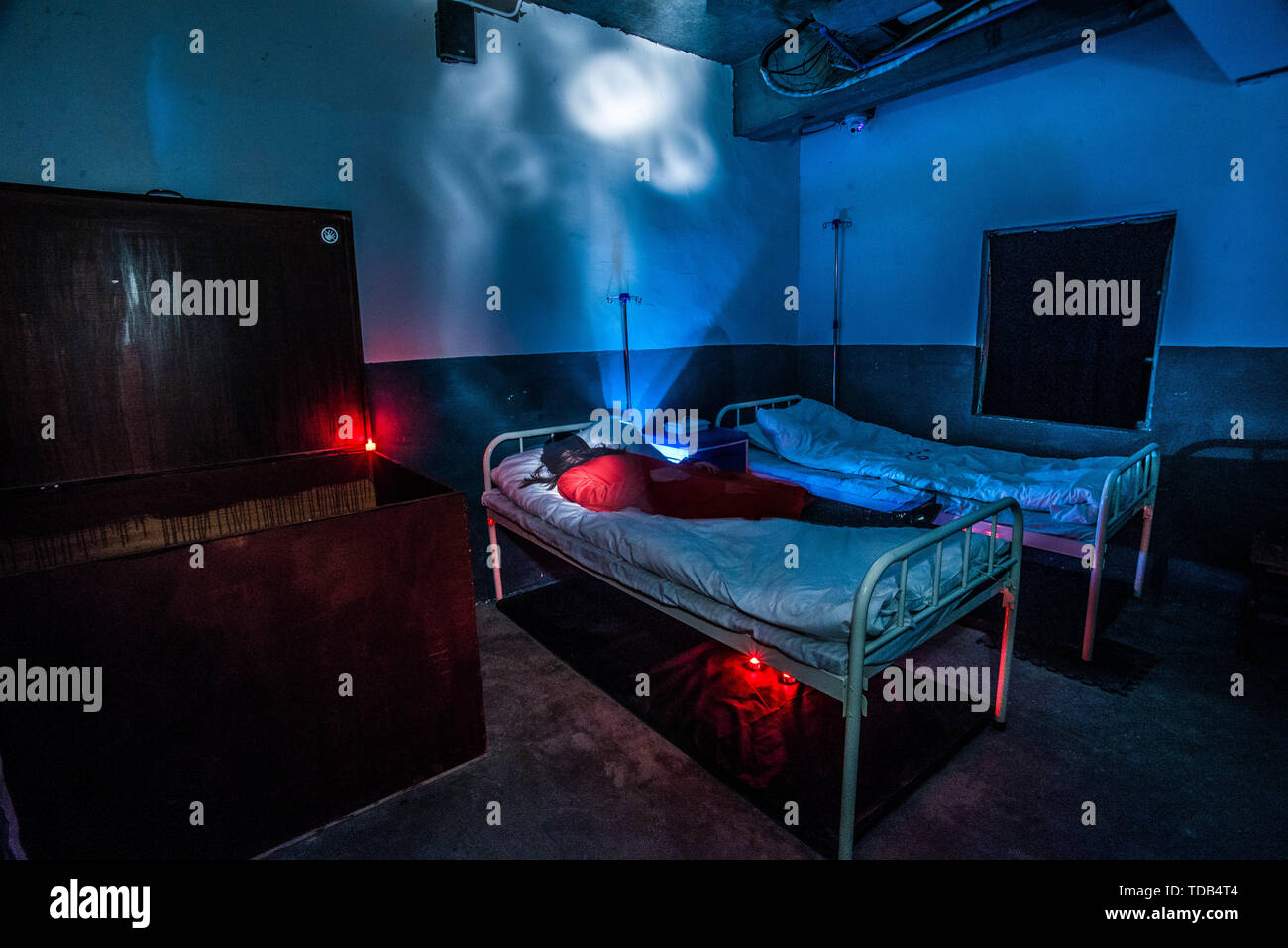 Horror haunted house, hospital-themed secret room escape Stock Photo ...