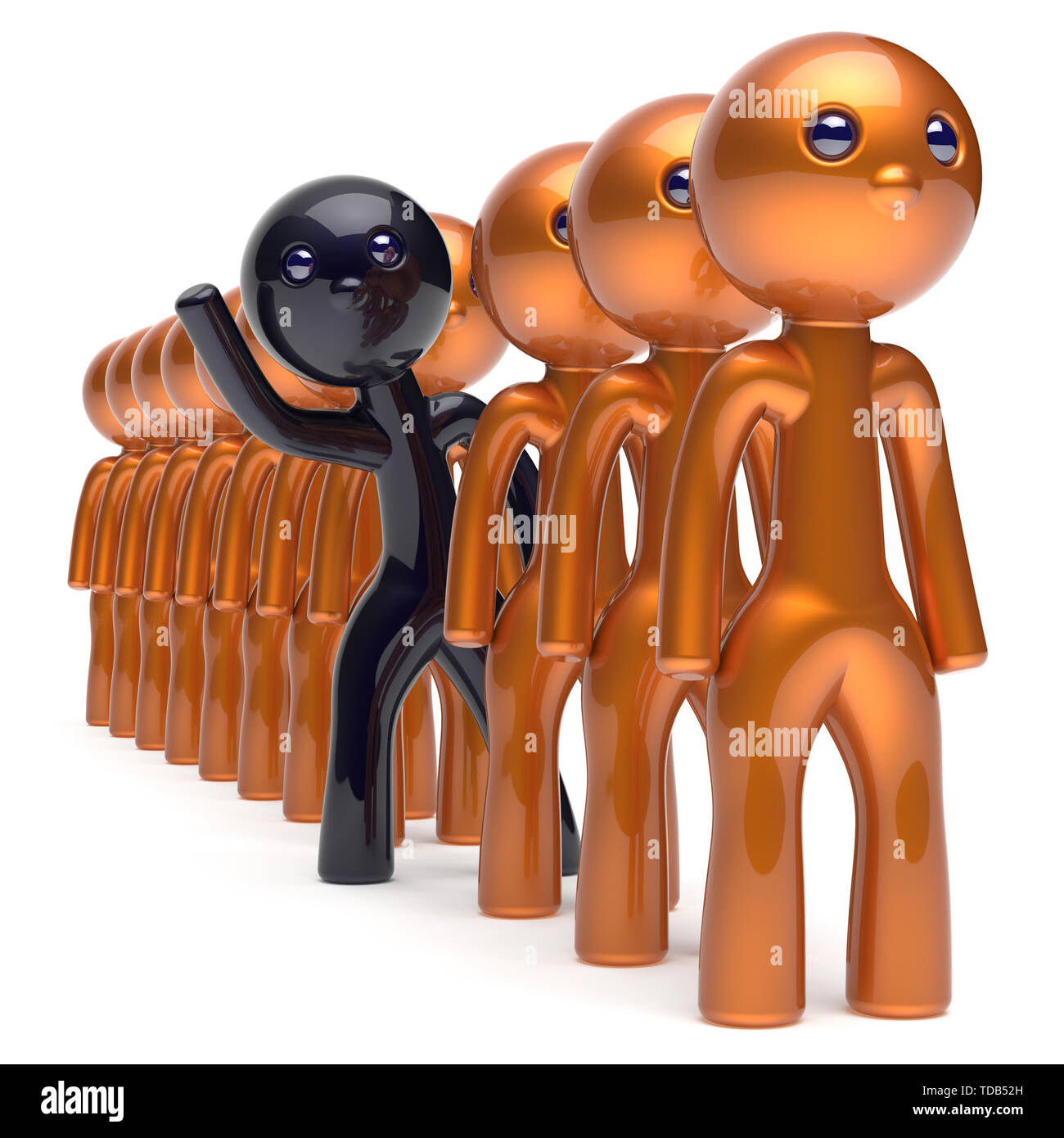 Different people man character black stand out from the golden crowd ...