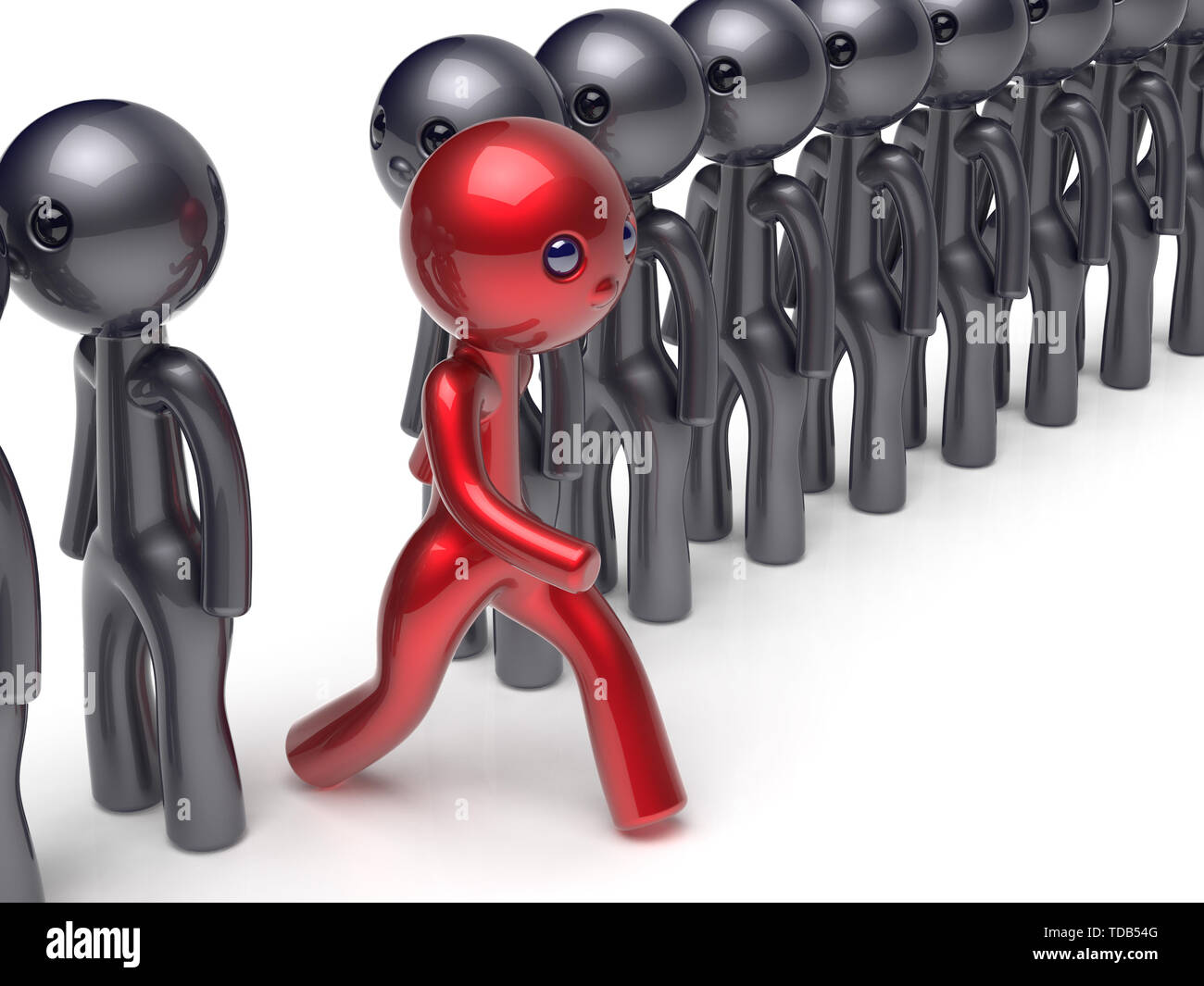 Different people stand out from the crowd individuality character red ...