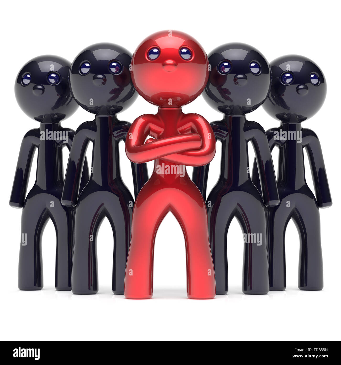 Teamwork leadership boss stylized red character leader black men crowd ...