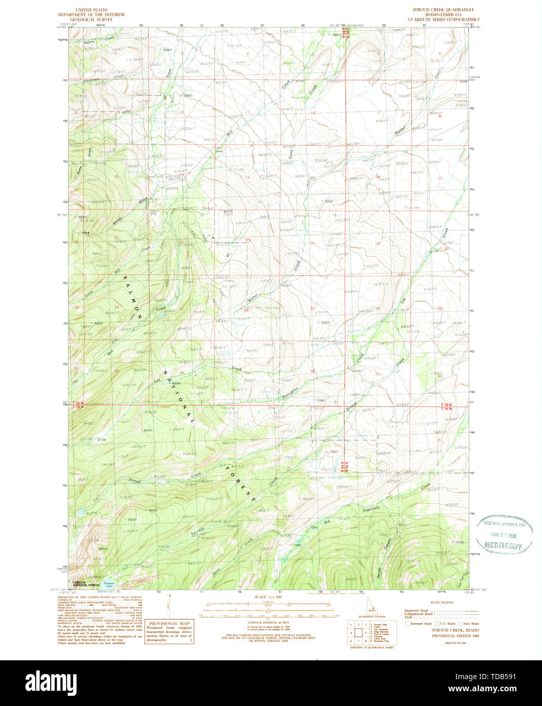 USGS TOPO Map Idaho ID Stroud Creek 238348 1989 24000 Restoration Stock ...