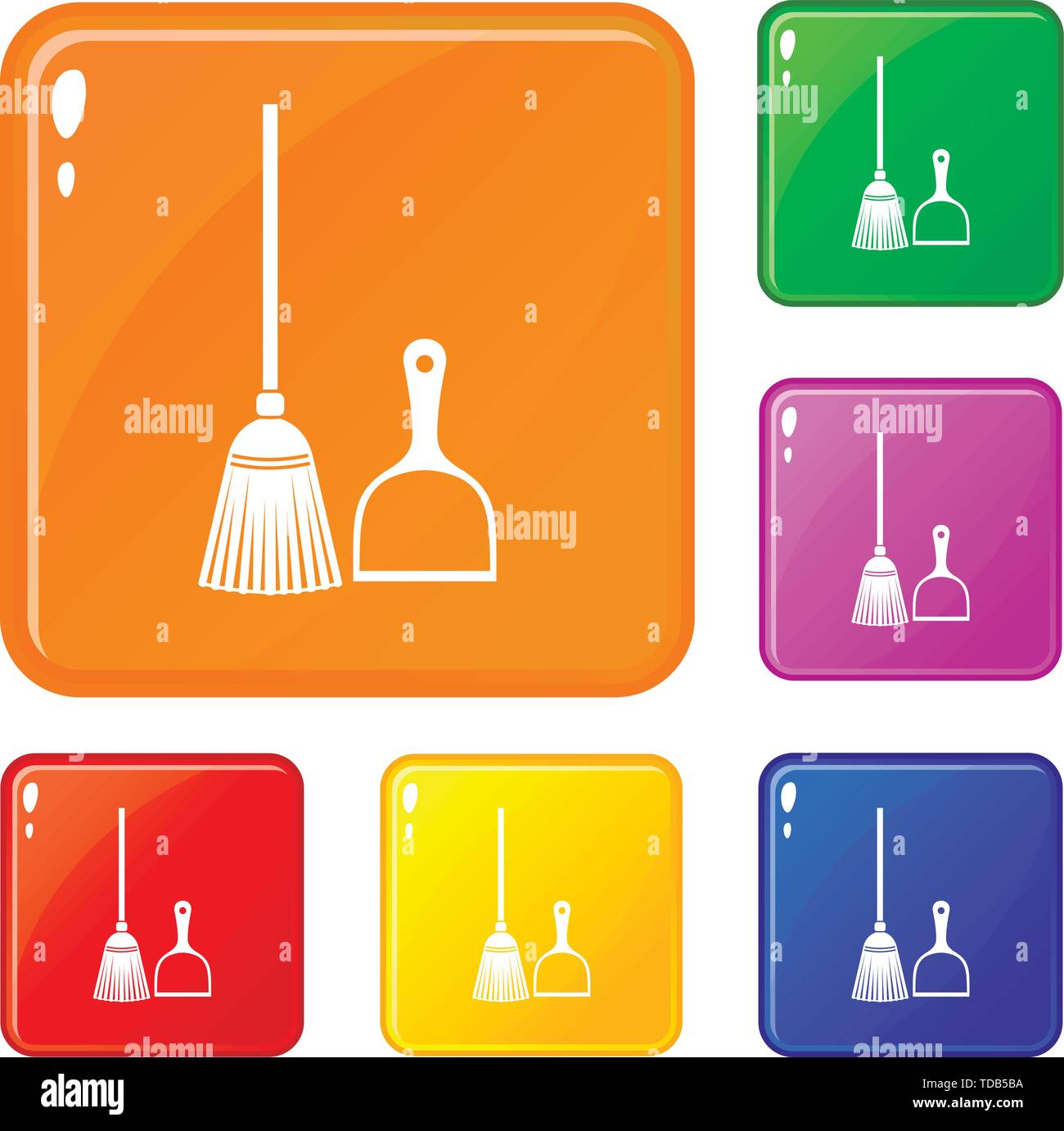 Broom and dustpan icons set vector color Stock Vector Image & Art - Alamy