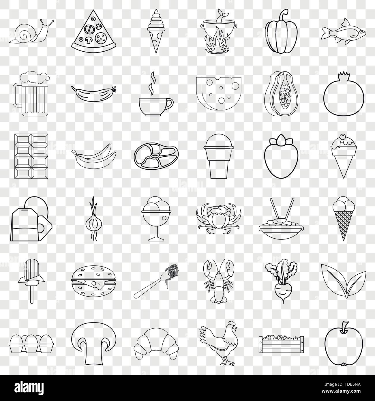 Dinner icons set, outline style Stock Vector Image & Art - Alamy