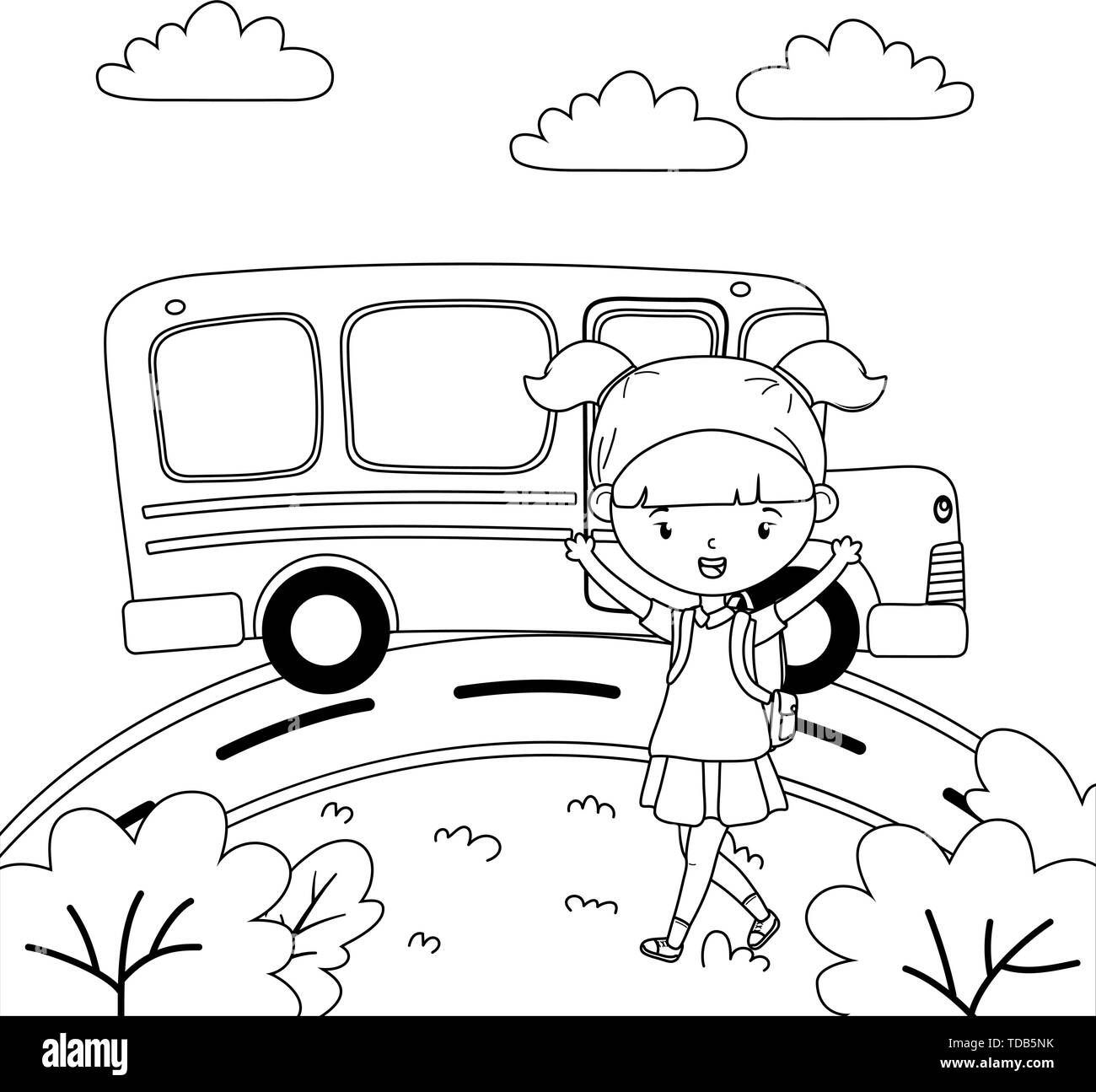 School bus and girl cartoon design, Education lesson study learning ...