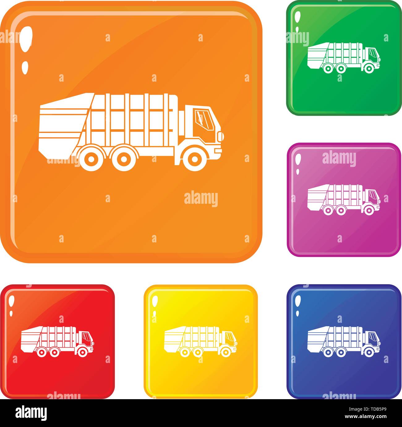 Garbage truck icons set vector color Stock Vector Image & Art - Alamy