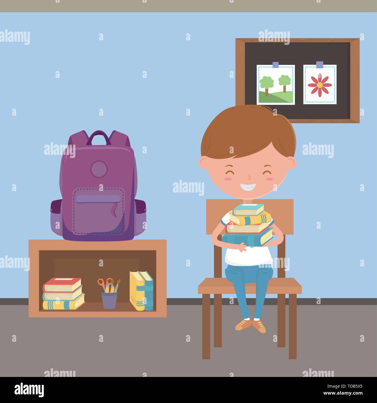 Classroom and boy design, School education lesson study knowledge ...