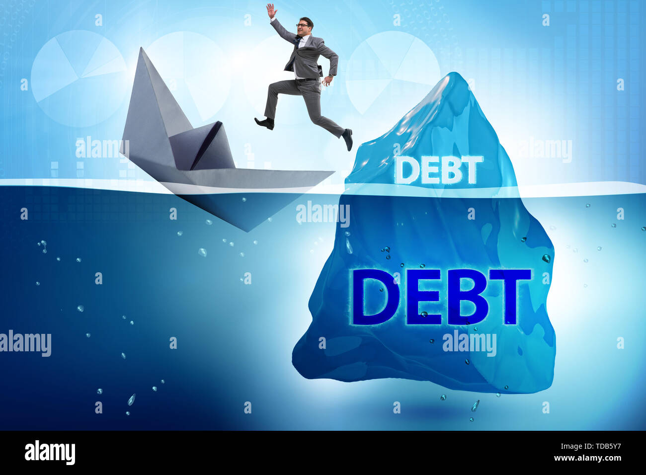 Debt and loan concept with hidden iceberg Stock Photo - Alamy