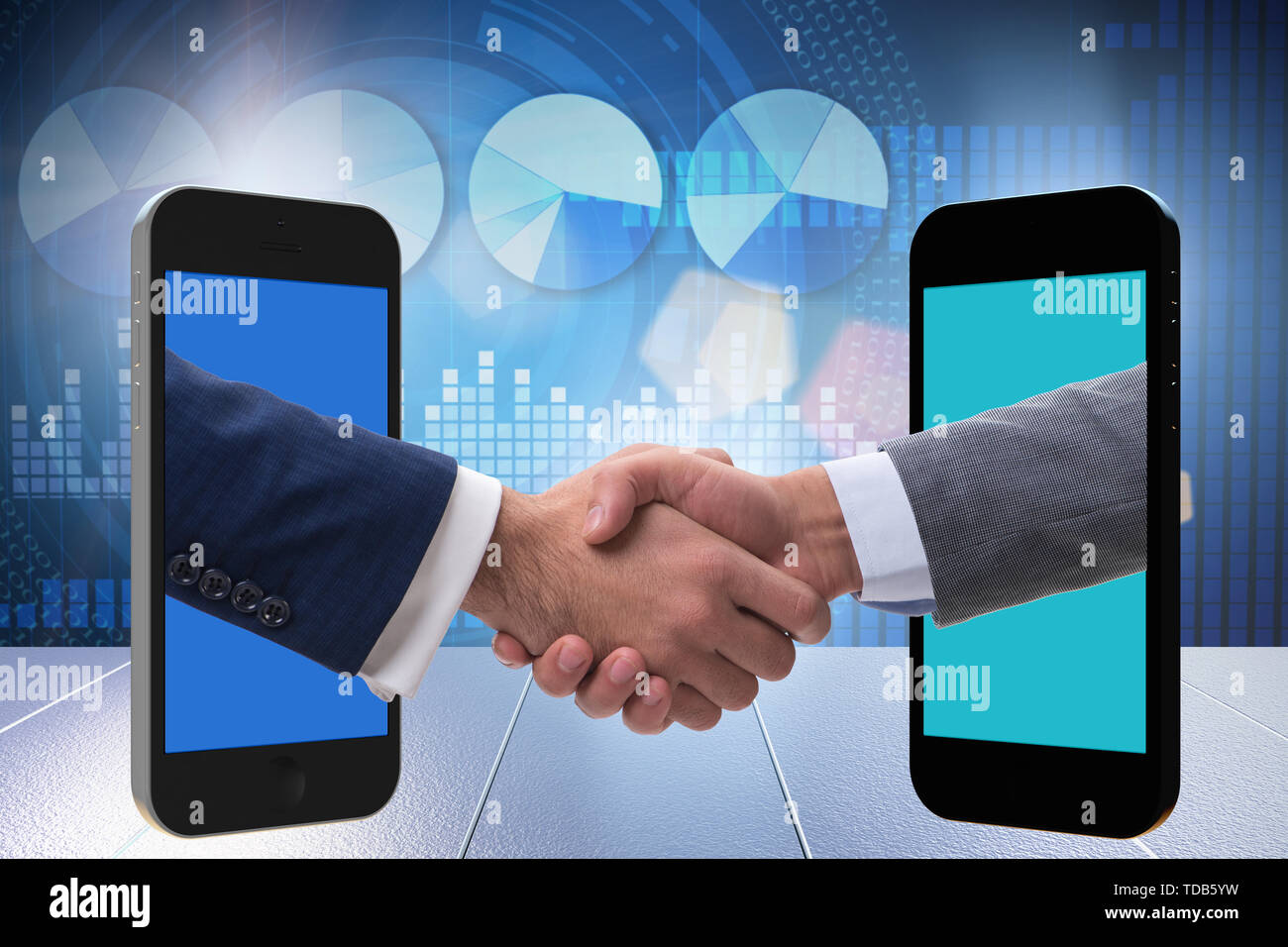 Concept of communication with businessmen handshaking Stock Photo - Alamy