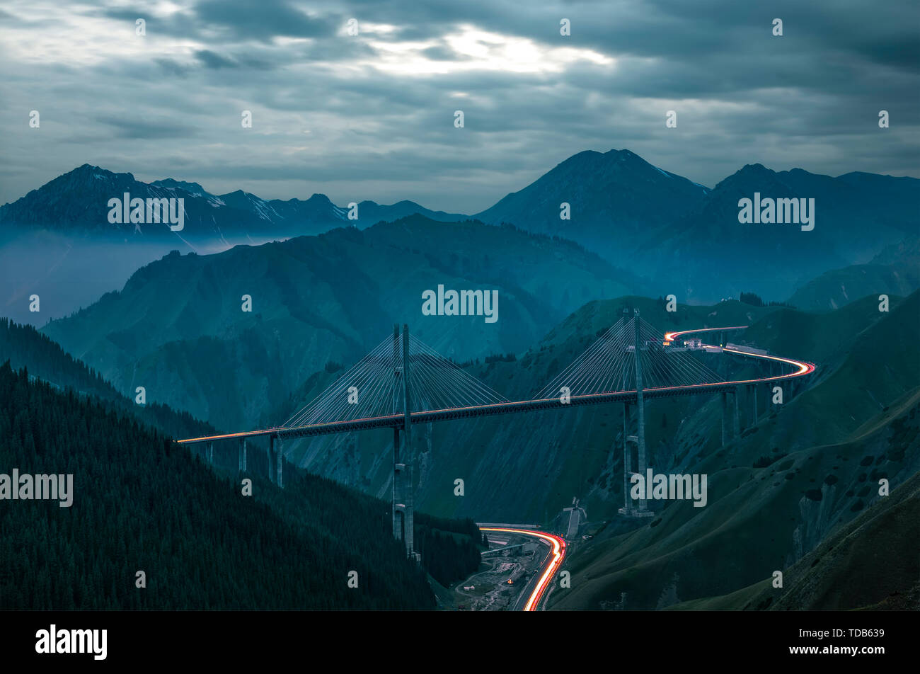 Scenery of Guozigou Bridge in Xinjiang Stock Photo - Alamy