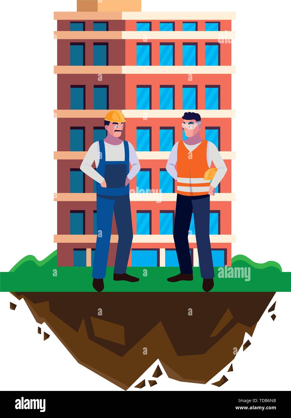 male builders constructors workers with building vector illustration ...