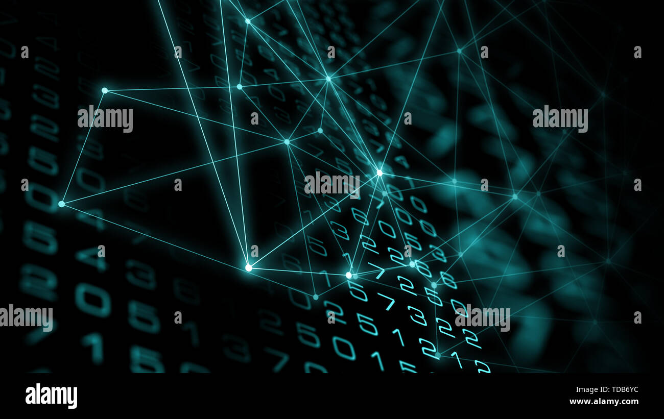 Digital numbers dots and wires connection Stock Photo - Alamy