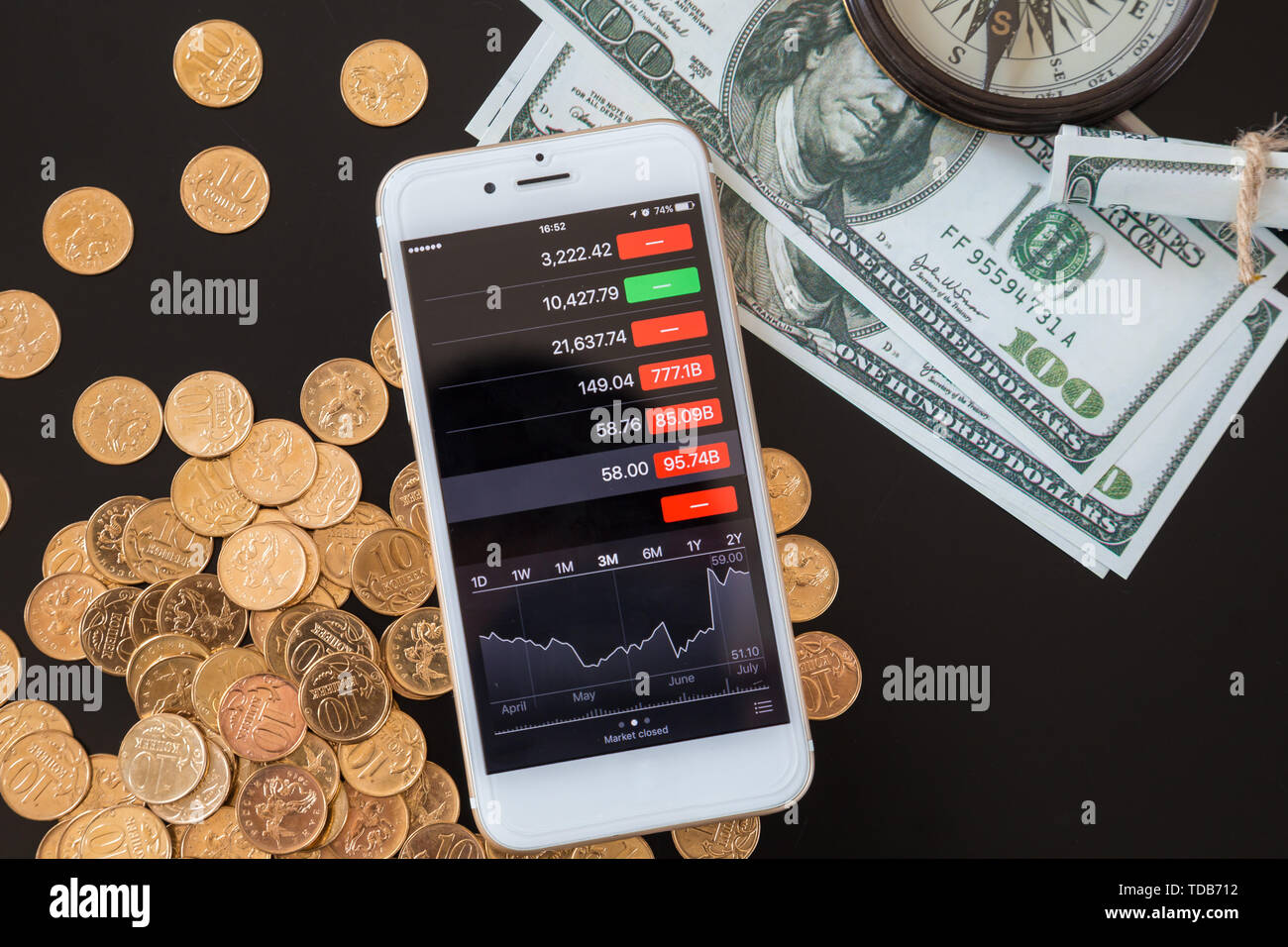 Cell phone prototype finance Stock Photo - Alamy
