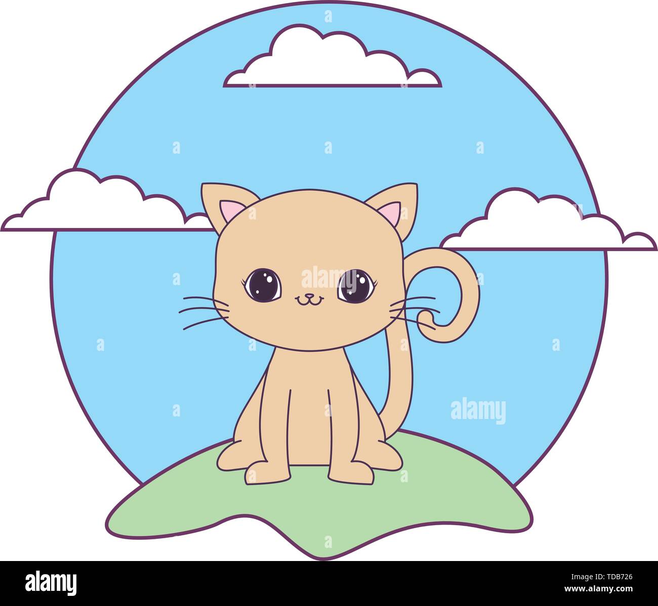 cute cat animal in landscape vector illustration design Stock Vector ...