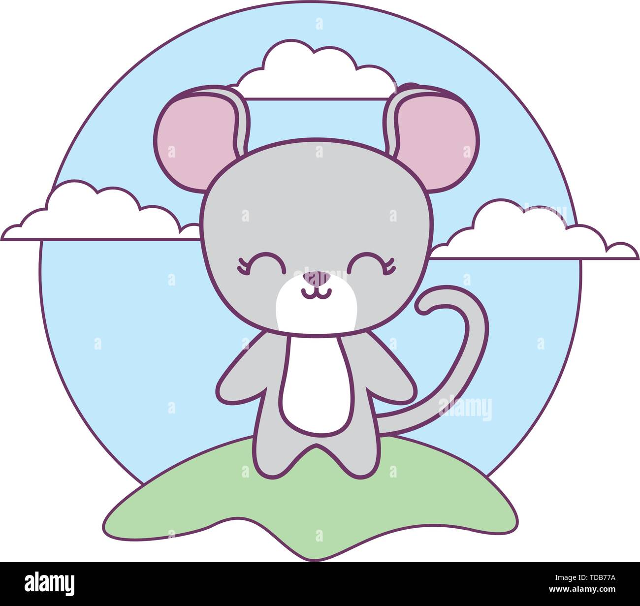 cute mouse animal in landscape vector illustration design Stock Vector ...