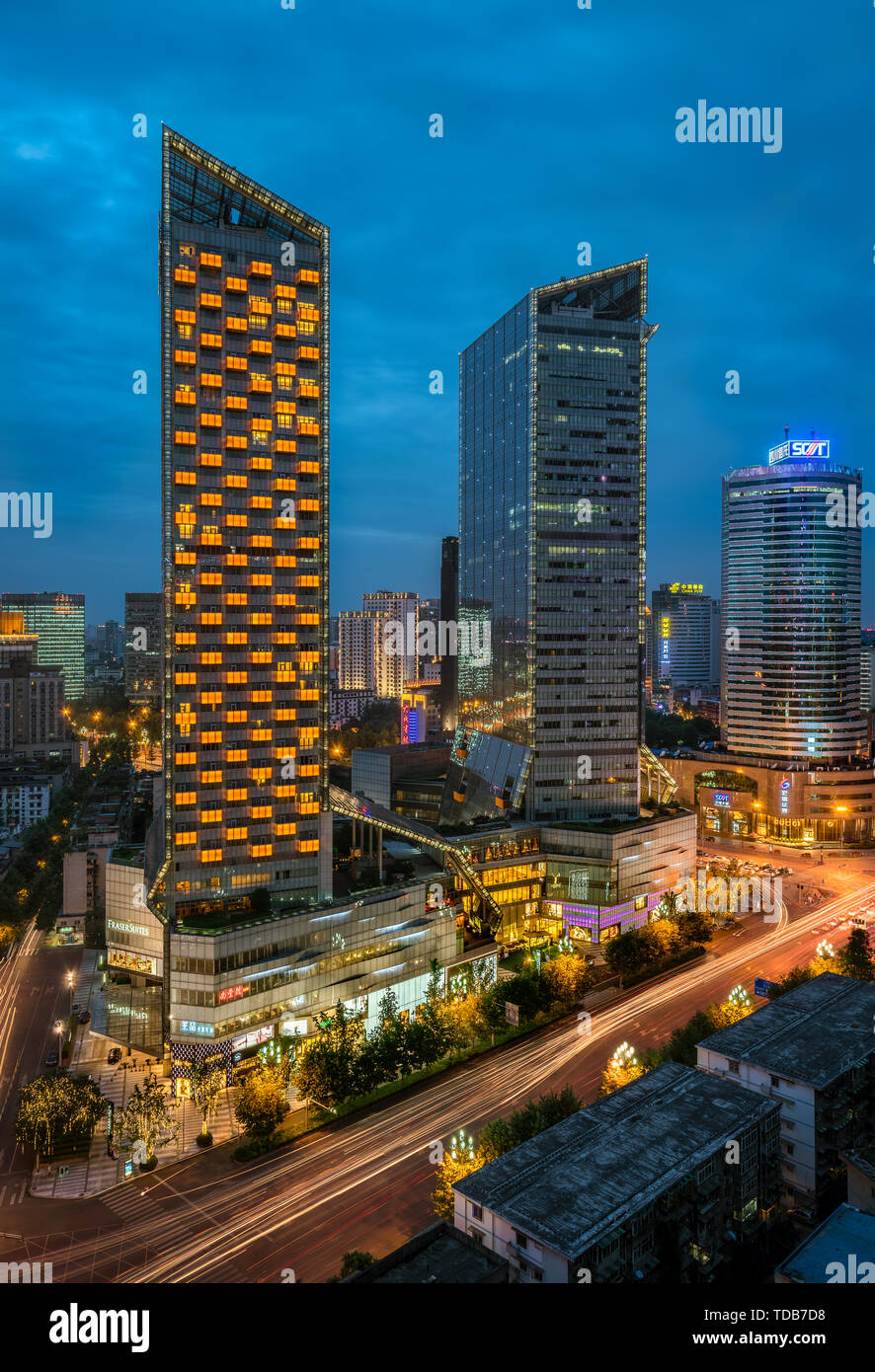 Sichuan, Chengdu, CBD, night view Stock Photo - Alamy