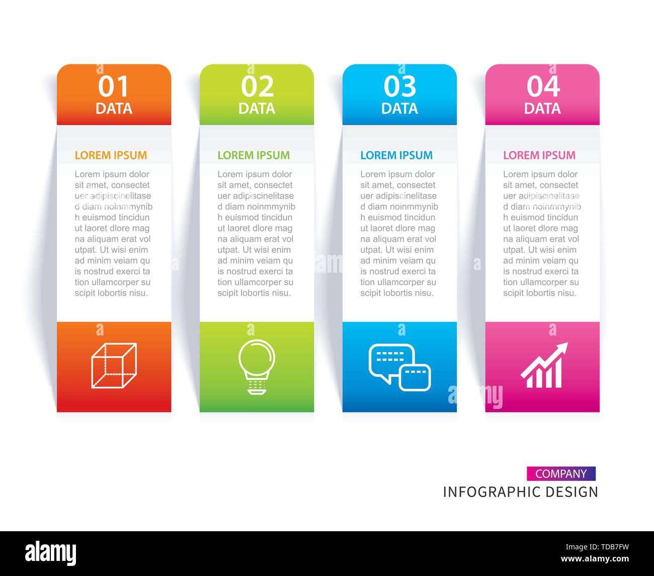 Infographics tab in vertical paper index with 4 data template. Vector ...