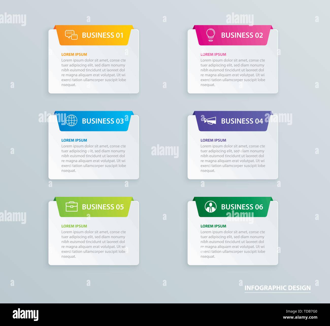 Infographics tab paper index with 6 data template. Vector illustration ...
