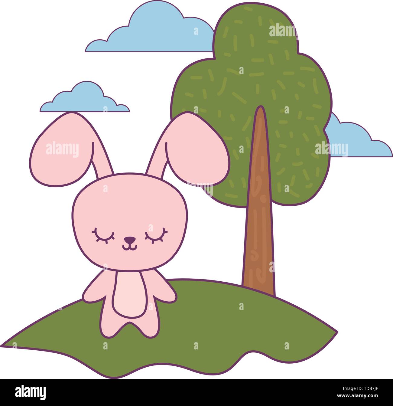 cute rabbit animal in landscape vector illustration design Stock Vector ...