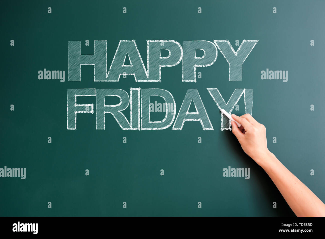 writing happy friday on blackboard Stock Photo - Alamy