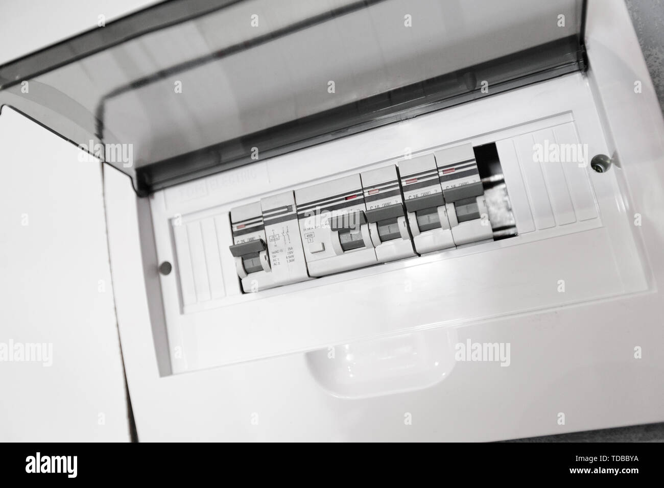 Electrical flap on the wall close up Stock Photo - Alamy