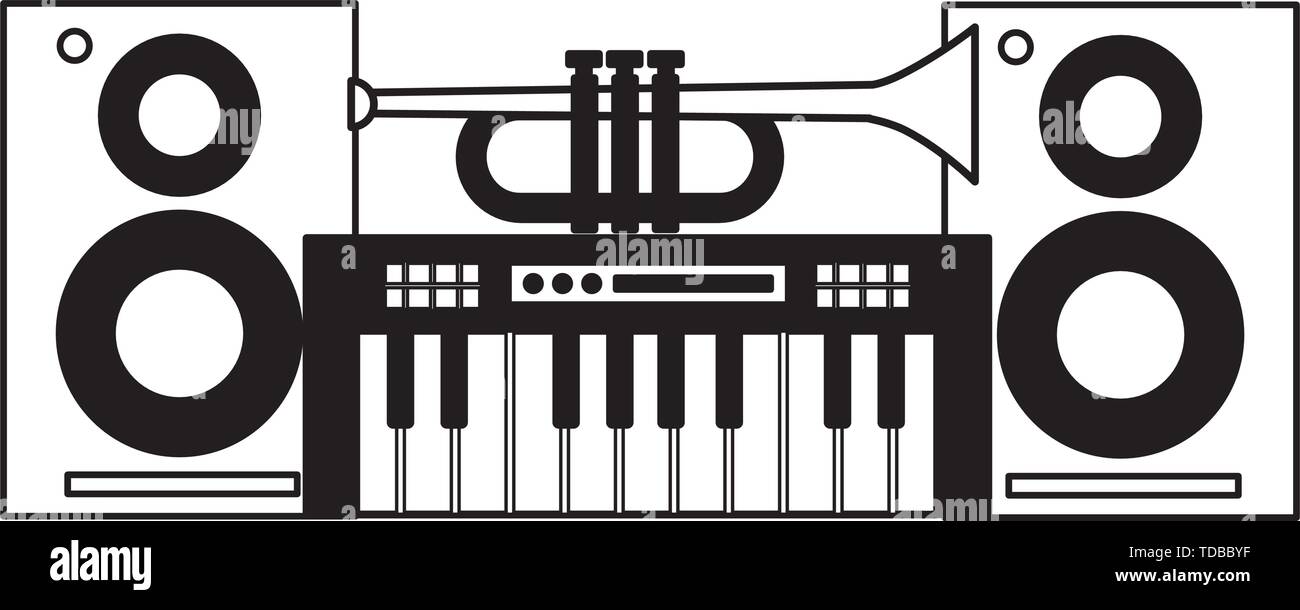 synthesizer and trumpet speakers music festival Stock Vector Image ...