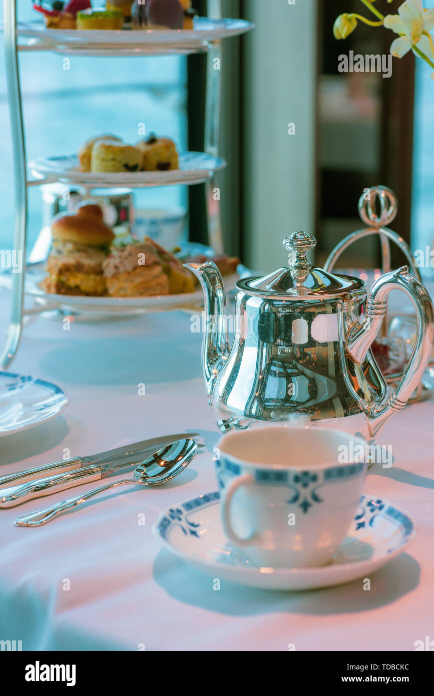 English afternoon tea traditional Chinese tea + Western desserts Stock ...