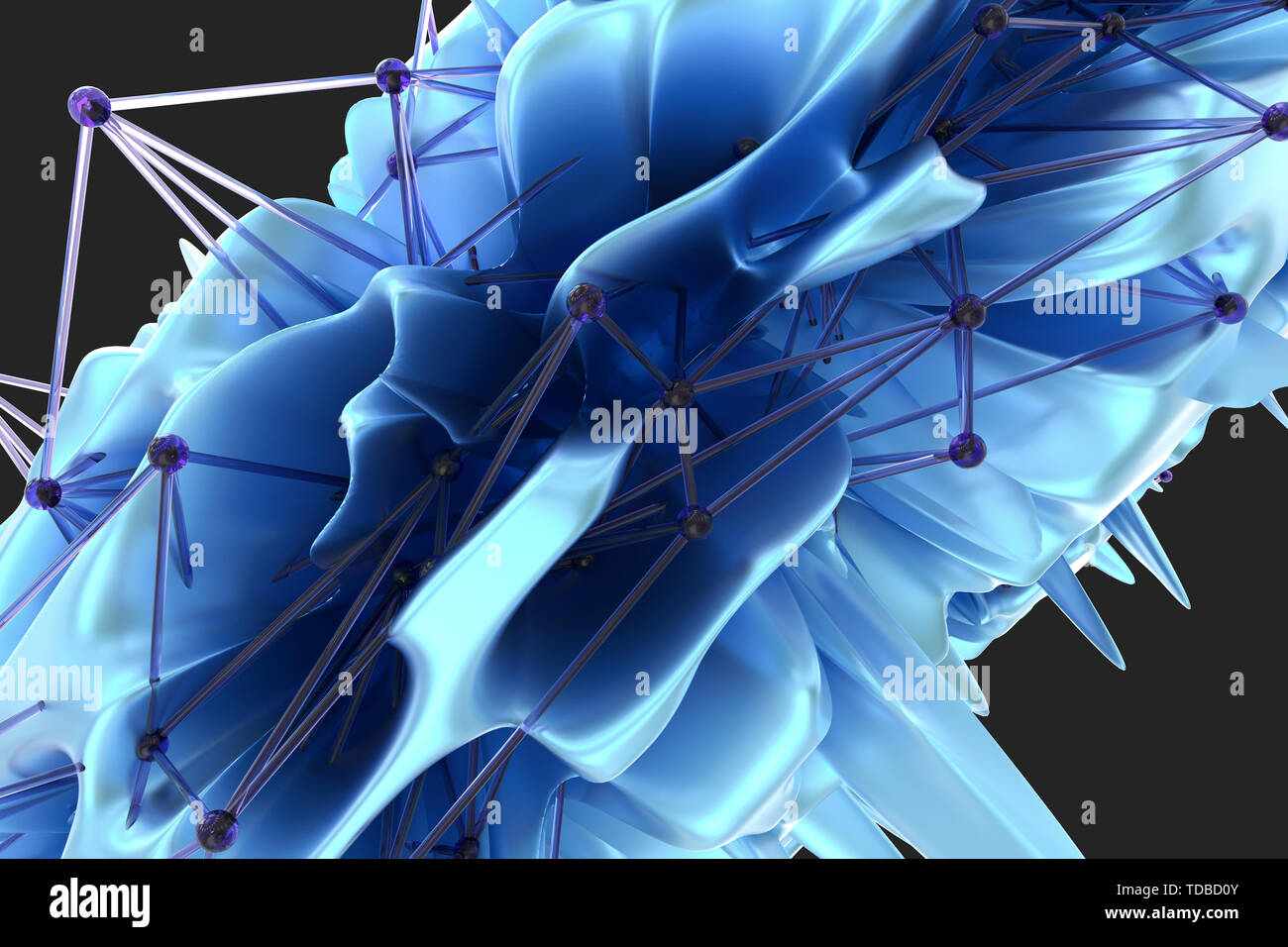 Blue flowing surface with lines, 3D rendering Stock Photo - Alamy