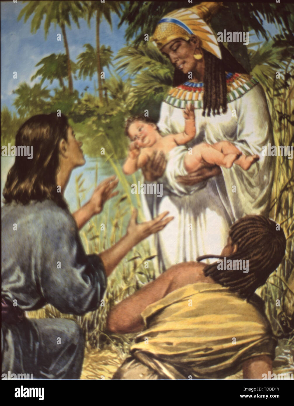 Illustration from the Bible depicting "Exodus 2:5" Moses in the ...