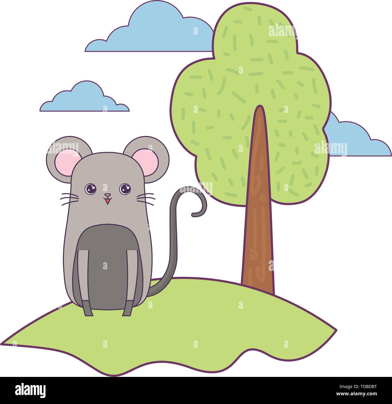cute mouse animal in landscape vector illustration design Stock Vector ...