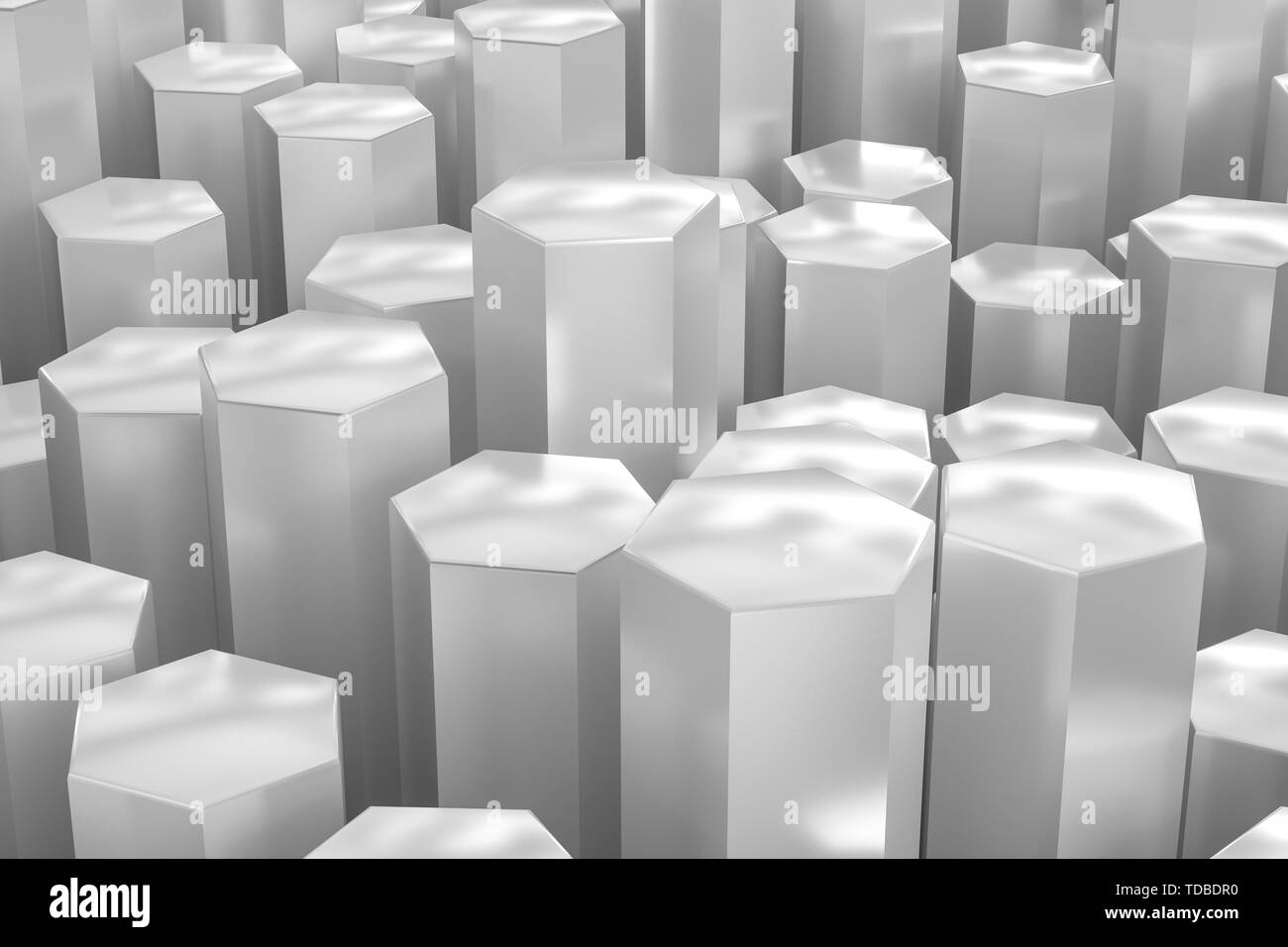 Hexagonal column dispersion, three-dimensional rendering Stock Photo ...
