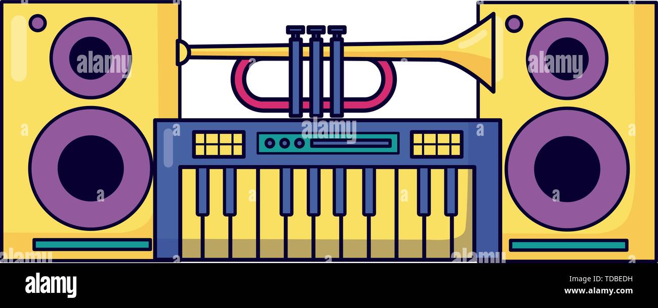 synthesizer and trumpet speakers music festival Stock Vector Image ...