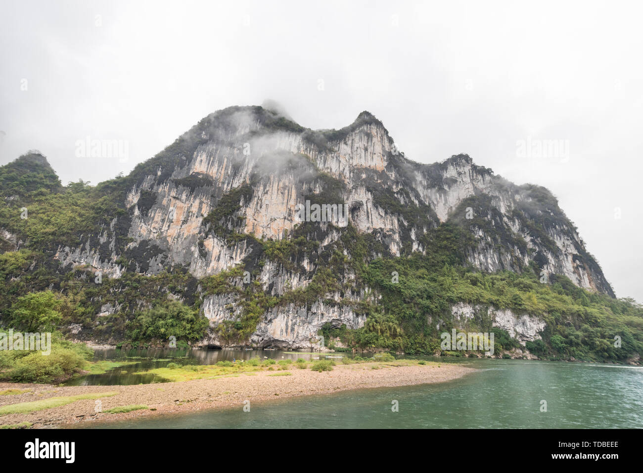 Landscape Scenery of the Li River in Guilin, China in Smoke and Rain ...