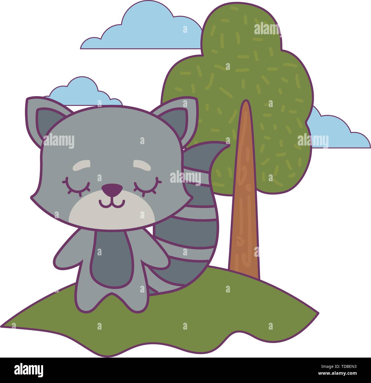 cute cat animal in landscape vector illustration design Stock Vector ...