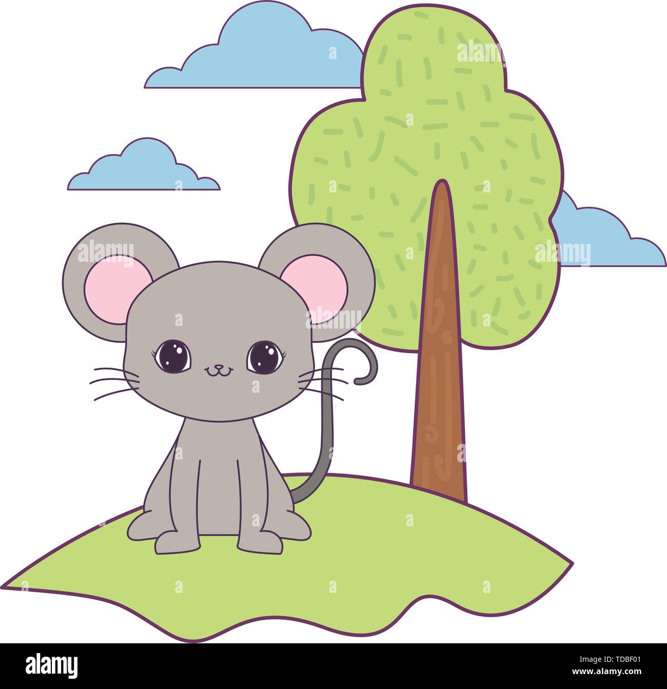 cute mouse animal in landscape vector illustration design Stock Vector ...