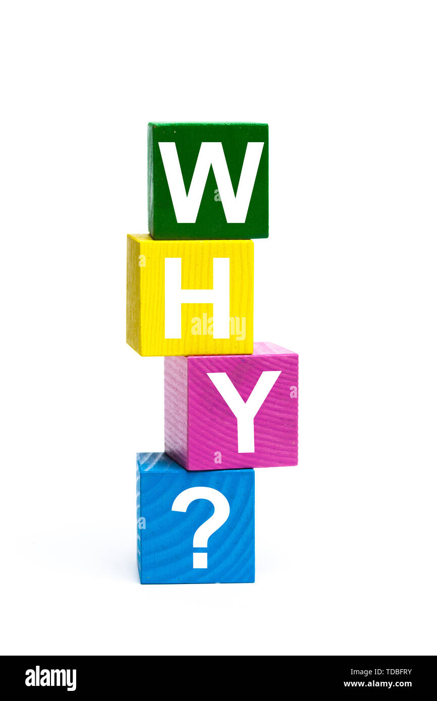 wooden toy cubes with letters. Why Stock Photo - Alamy