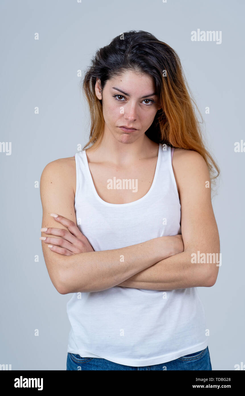 Facial Expressions Emotions Anger Young Attractive Caucasian Woman